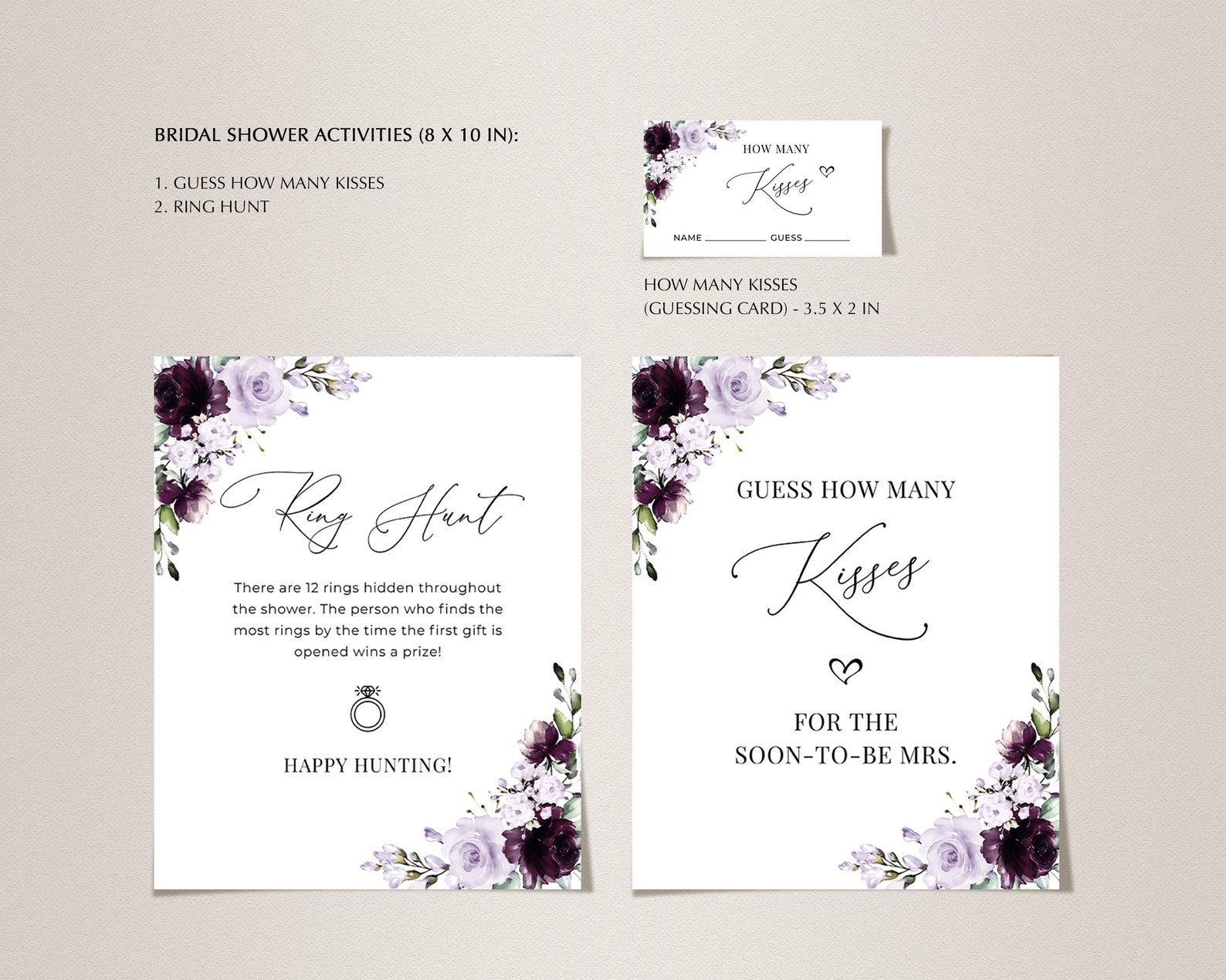 Purple Bridal Shower Game Bundle, 15 Games, Bridal Shower Activities ...