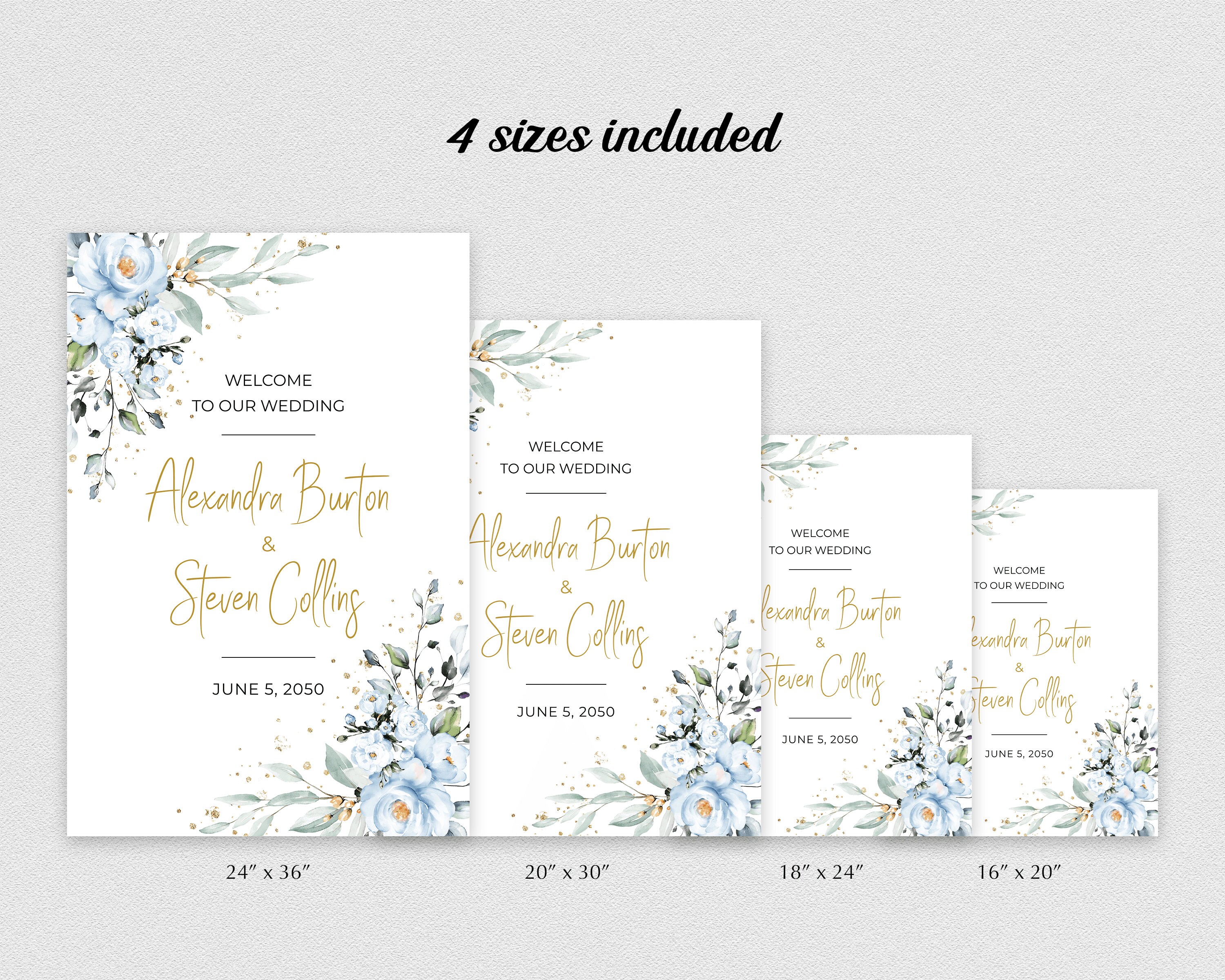 Blue Wedding Welcome Sign Template Light Blue Welcome Sign | Etsy UK