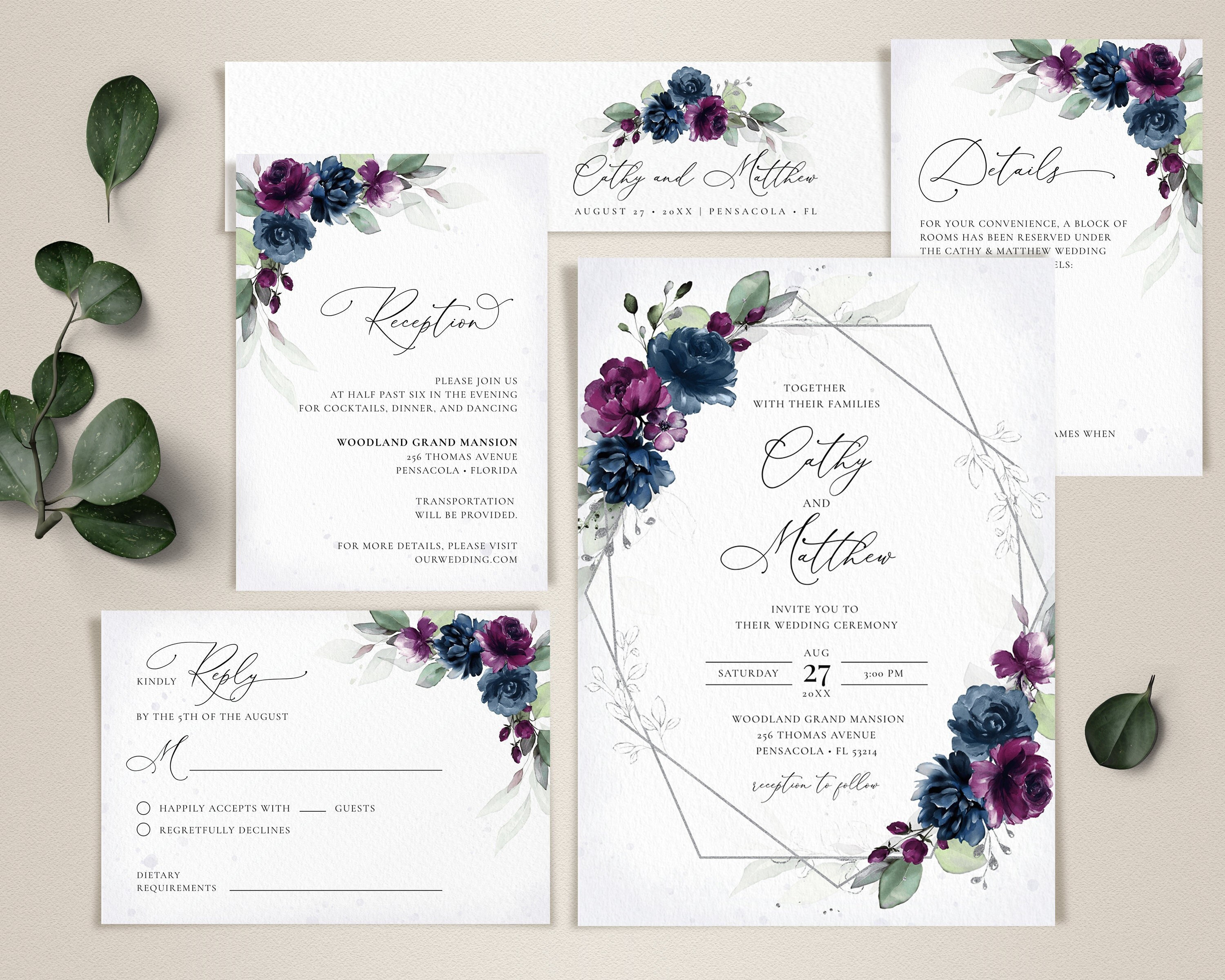 Purple Wedding Invitation Samples