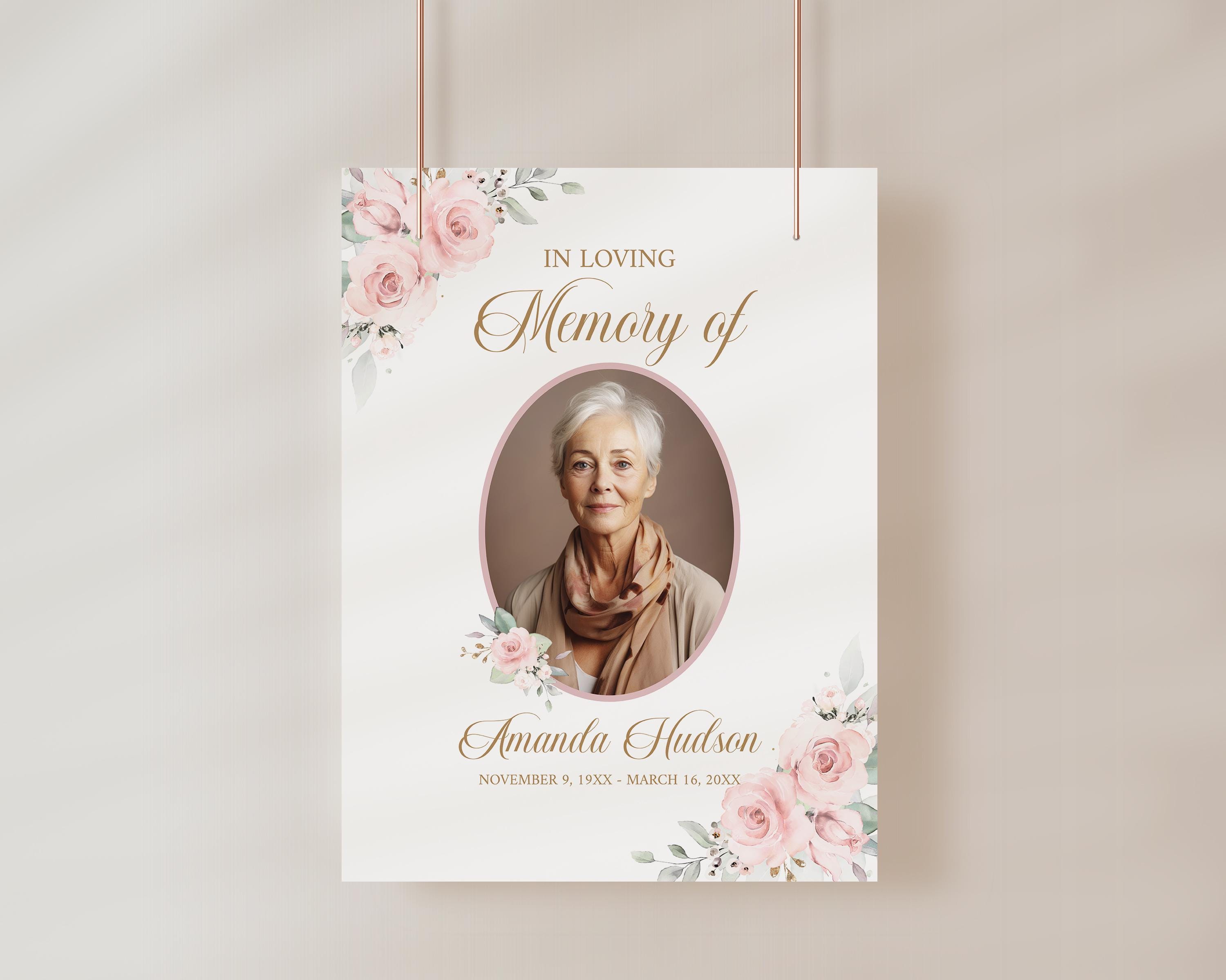 Funeral Welcome Sign Template With Pink Roses, in Loving Memory Poster ...