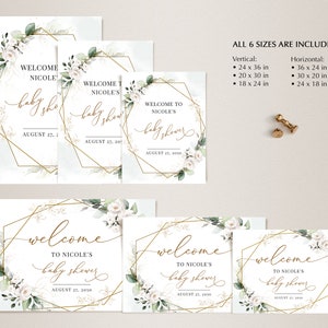 Boho Greenery Baby Shower Welcome Sign Template (vertical, Horizontal ...