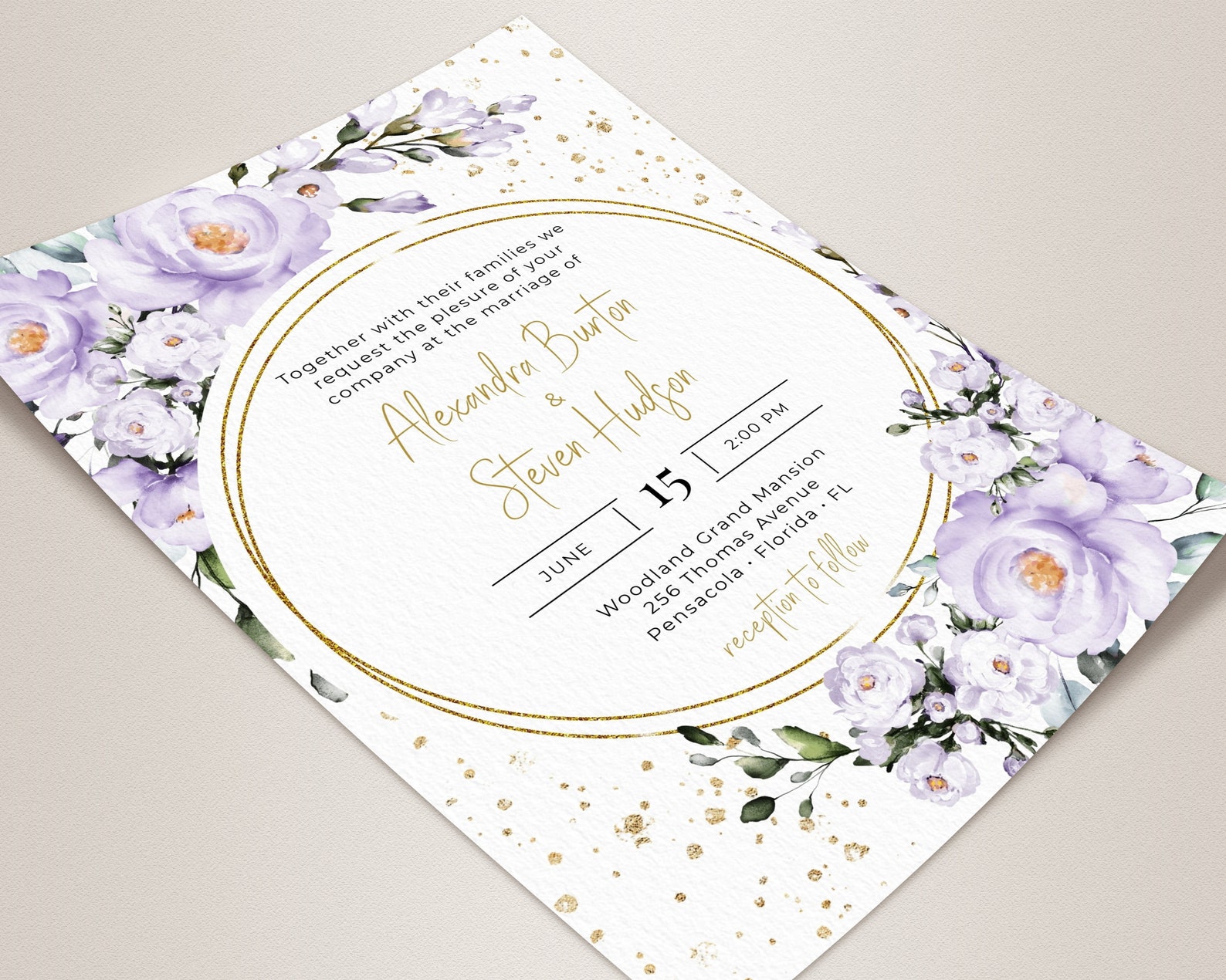 Lavender Wedding Invitation Template Set Wedding Invite Wit | Etsy
