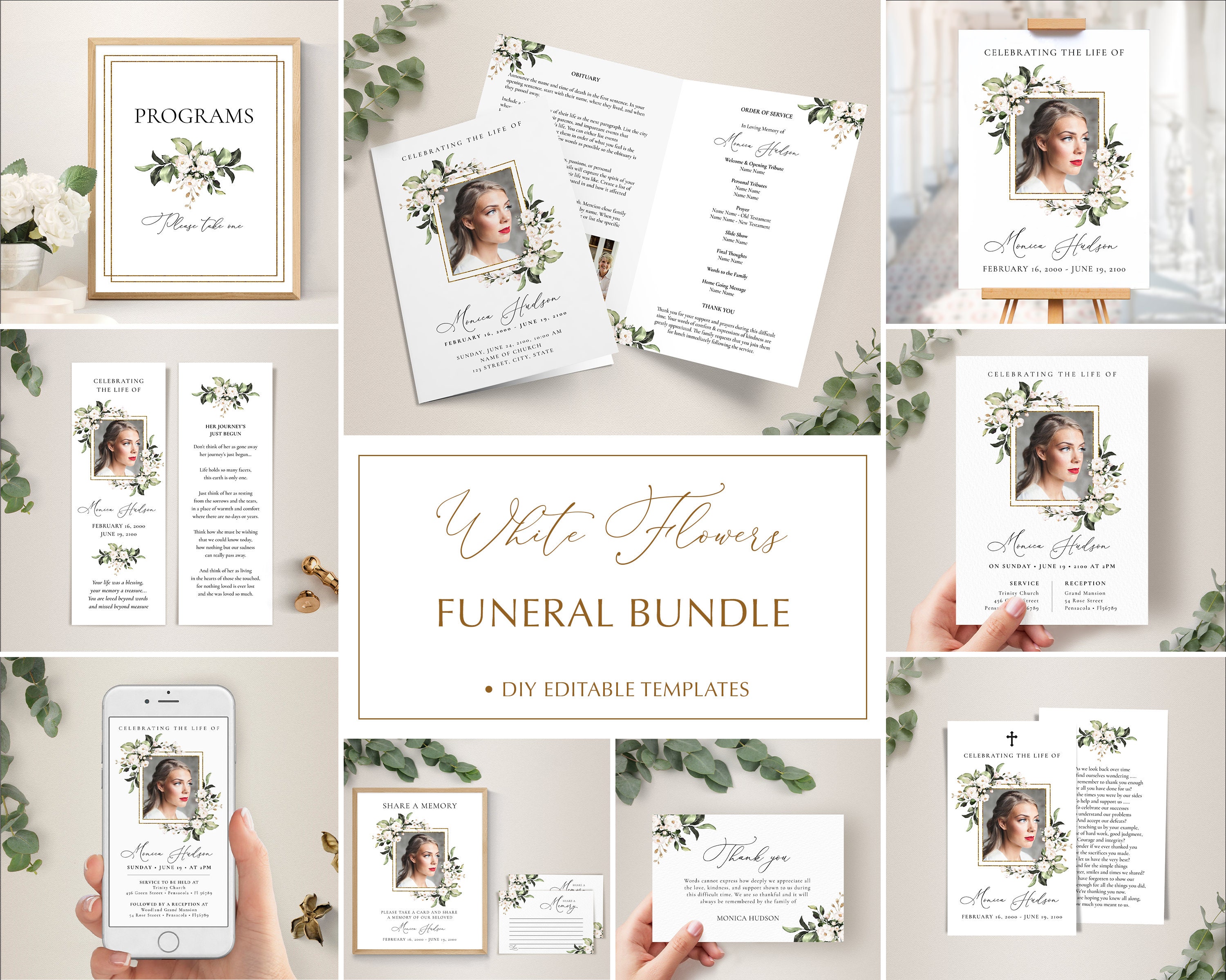 Paper & Party Supplies Celebration of Life Package Funeral Templates ...