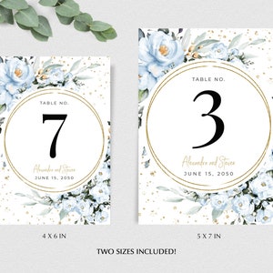 Blue Wedding Table Numbers Template, Table Number Signs • INSTANT ...