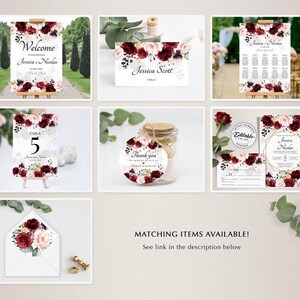 Burgundy Wedding Custom Sign Template, Portrait and Landscape • INSTANT ...
