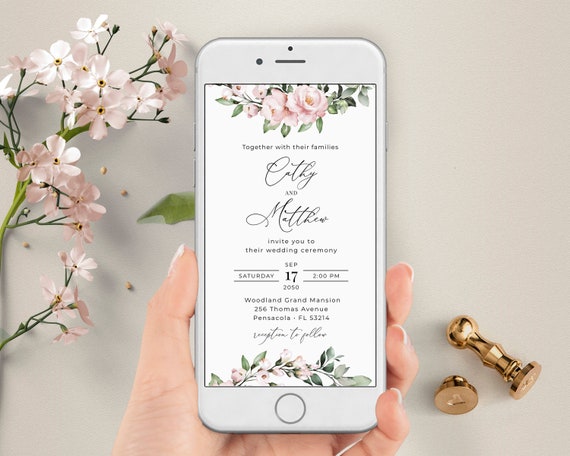 Electronic Wedding Invitation Template Wedding Announcement - Etsy