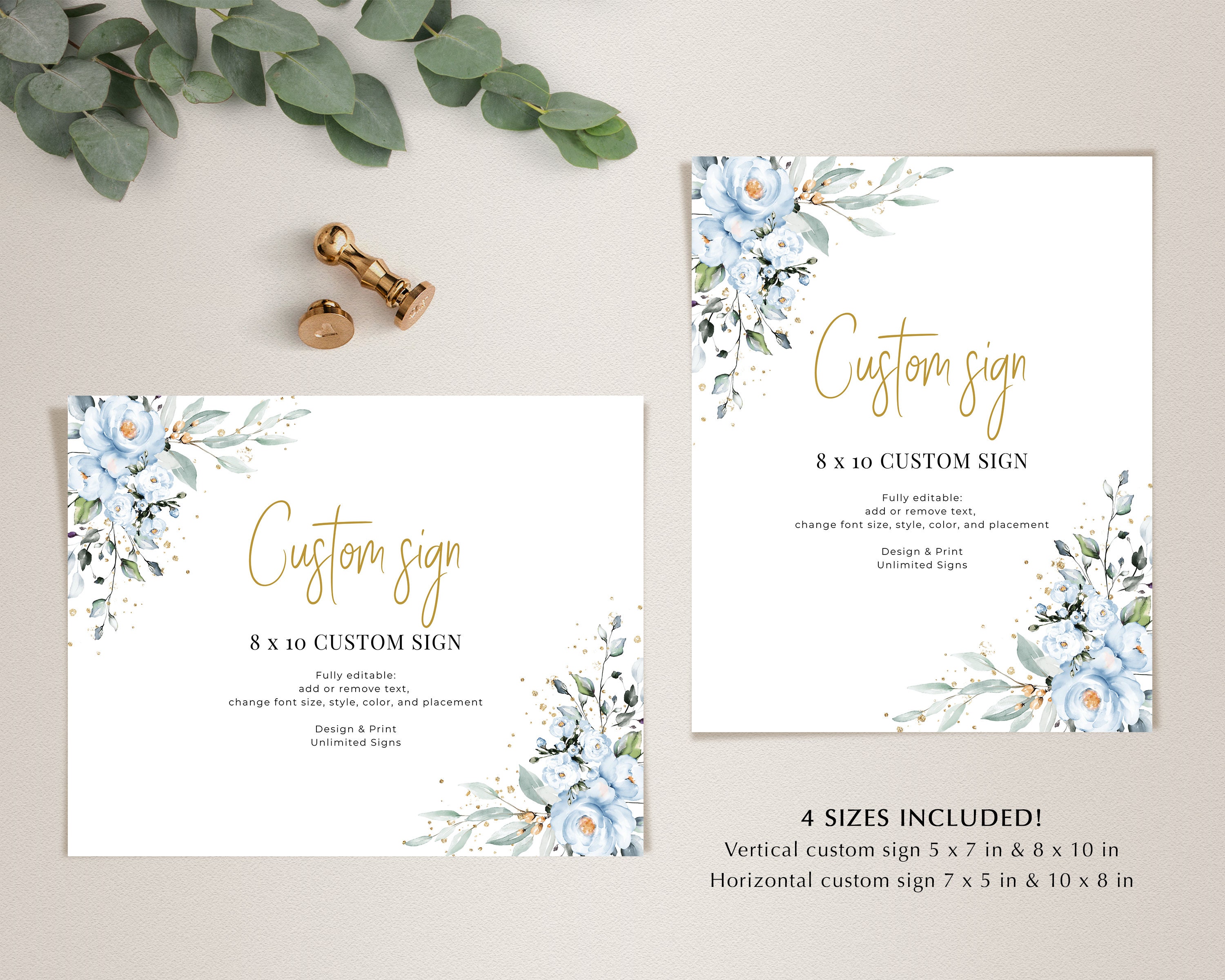 Blue Wedding Custom Sign Template Portrait and Landscape Sign - Etsy Canada