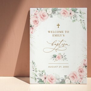 Light Pink Baptism Welcome Sign Template, Christening/communion Welcome ...