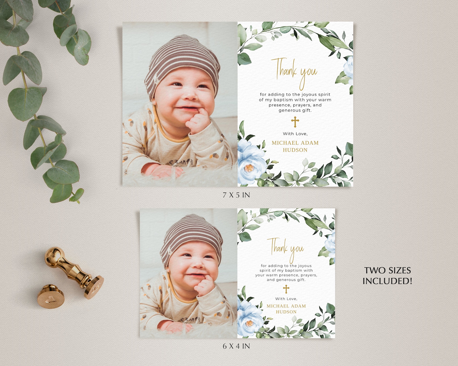 Baptism Thank You Card Template Thank You Note Template - Etsy