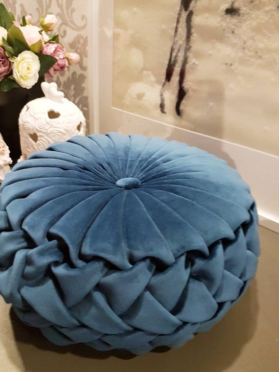 Round Velvet Pillow// Handmade Round Velvet Cushion// | Etsy