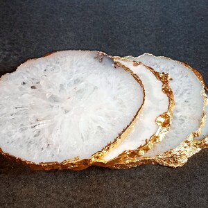 White Agate Coaster, Natural Tea Coasters Boho Home Decor Coaster Drink ...