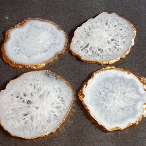 White Agate Coaster, Natural Tea Coasters Boho Home Decor Coaster Drink ...
