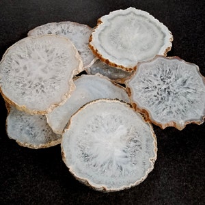 White Agate Coaster, Natural Tea Coasters Boho Home Decor Coaster Drink ...