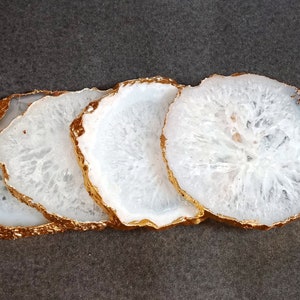 White Agate Coaster, Natural Tea Coasters Boho Home Decor Coaster Drink ...
