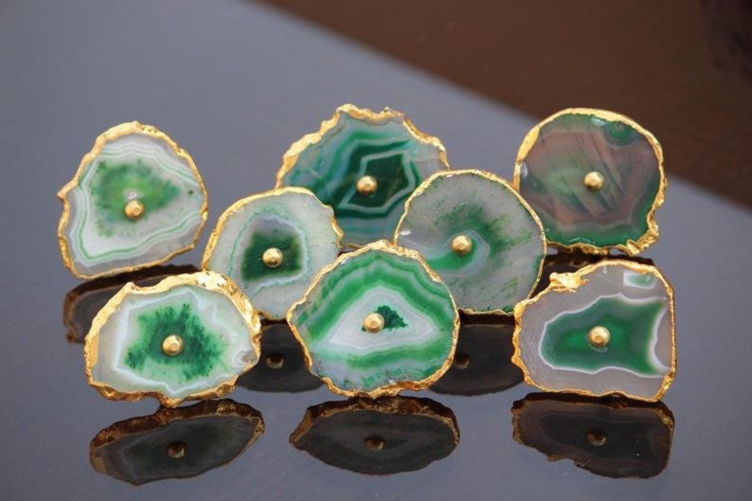 Green Agate Knobs, Cabinet Knobs, Natural Drawer Knobs Furniture Knobs Dresser Knobs Kitchen ...