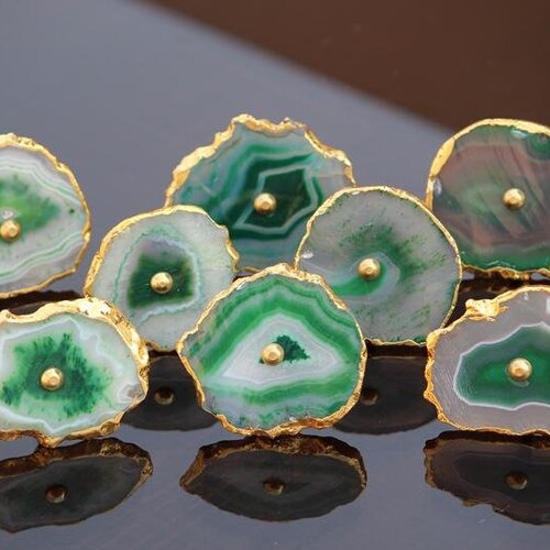 Green Agate Knobs Cabinet Knobs Natural Drawer Knobs - Etsy