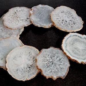 White Agate Coaster, Natural Tea Coasters Boho Home Decor Coaster Drink ...