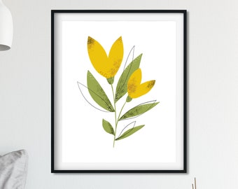 Yellow Flowers Print | Etsy