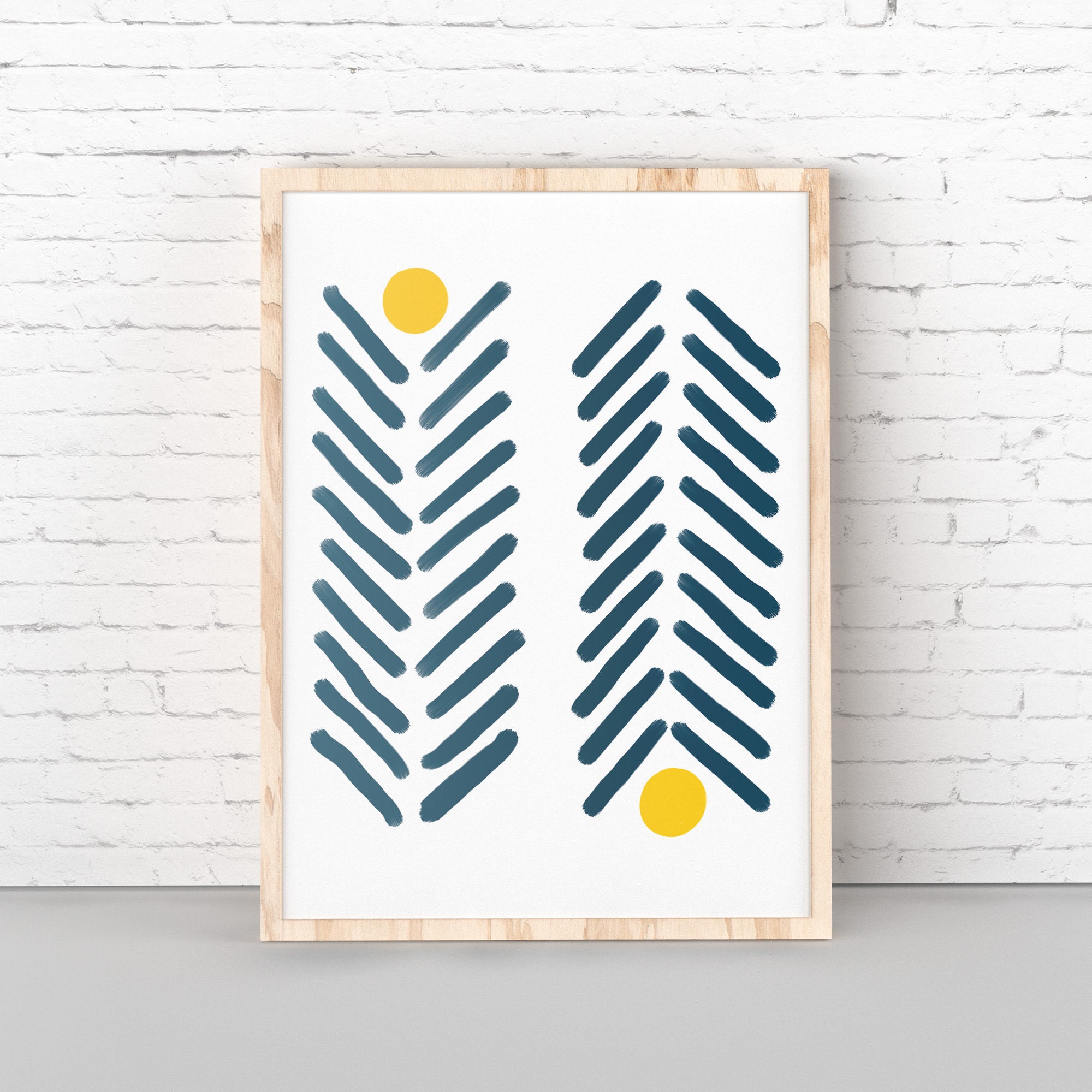 Blue Geometric Print Arrow Art Print Minimal Scandinavian - Etsy