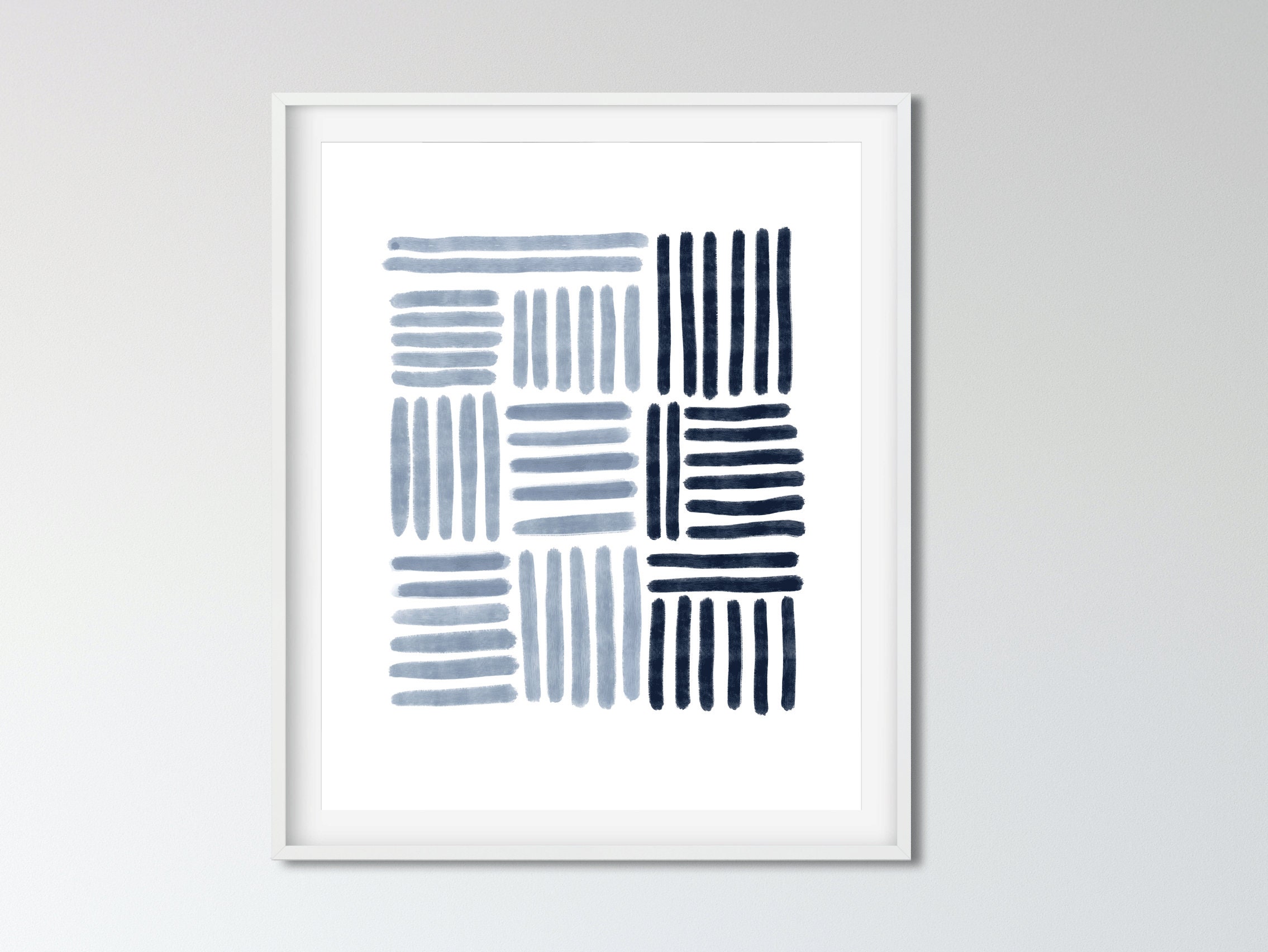 Geometric Print Blue Wall Art Indigo Modern Print Abstact - Etsy