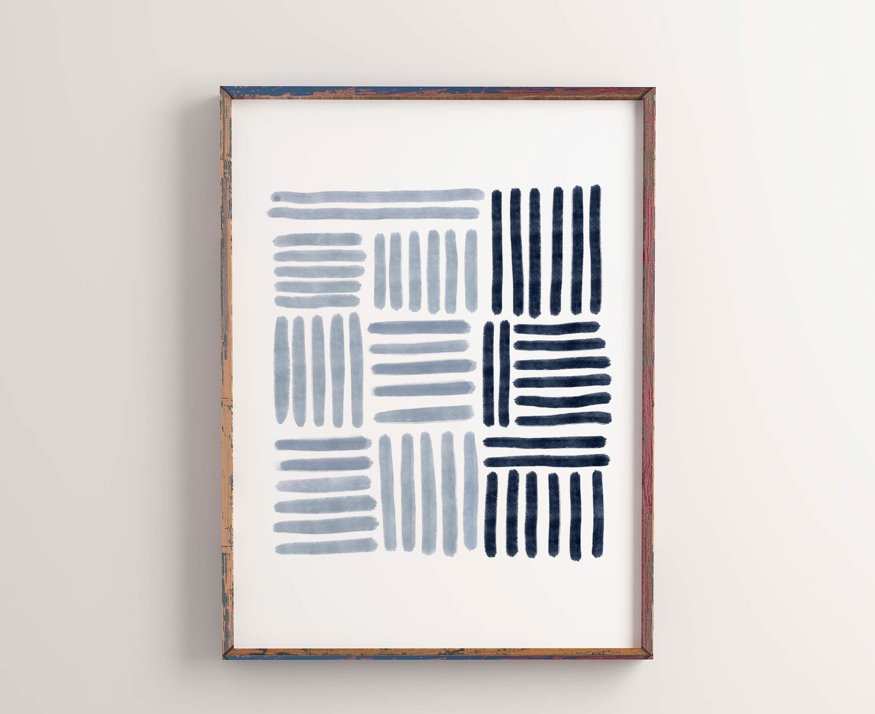 Geometric Print Blue Wall Art Indigo Modern Print Abstact - Etsy