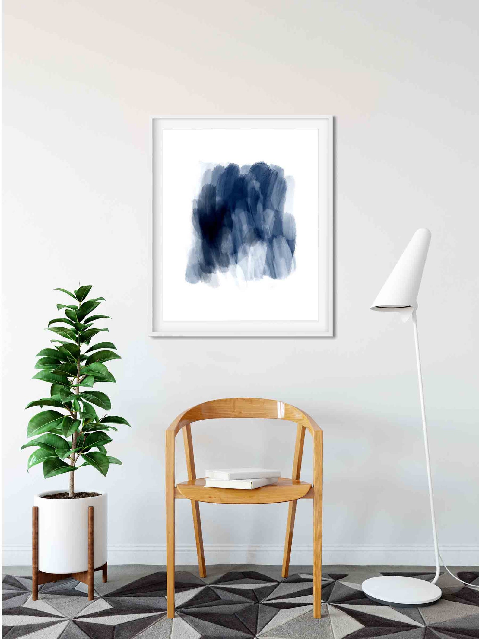 Indigo abstract art Blue abstract painting Dining room | Etsy