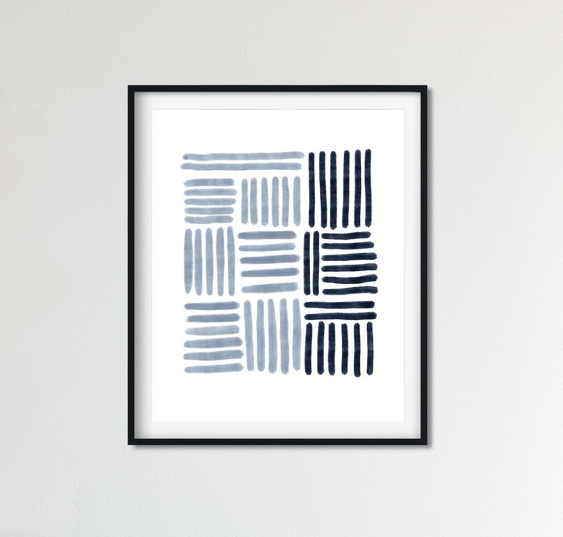 Geometric Print Blue Wall Art Indigo Modern Print Abstact - Etsy
