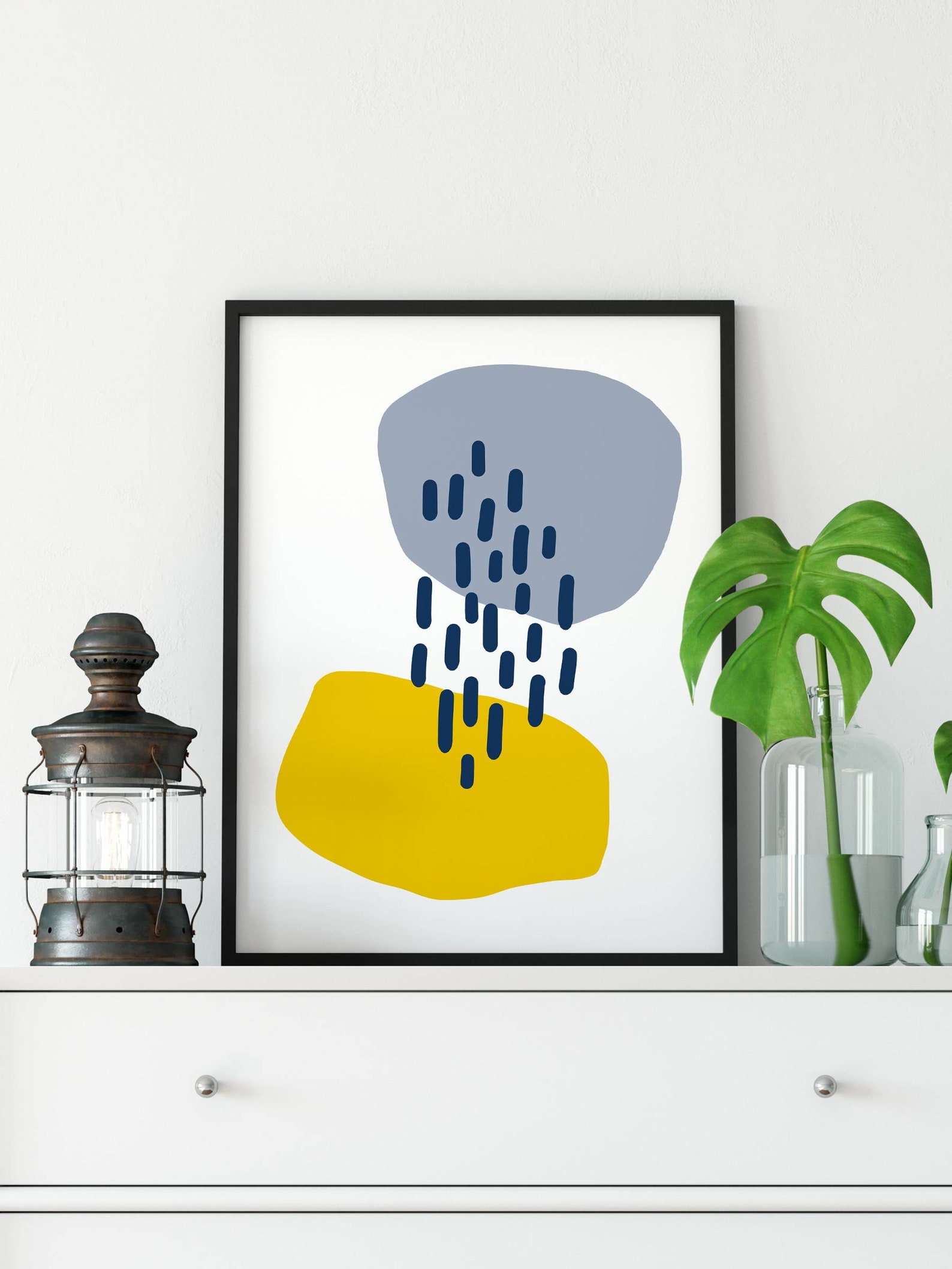 Mid Century Print Yellow Colorful Modern Art Print Printable - Etsy
