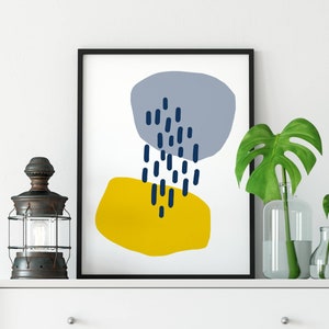 Mid Century Print Yellow, Colorful Modern Art Print, Printable Wall Art ...