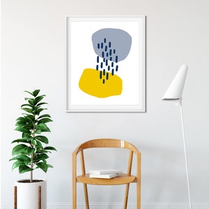 Mid Century Print Yellow, Colorful Modern Art Print, Printable Wall Art ...