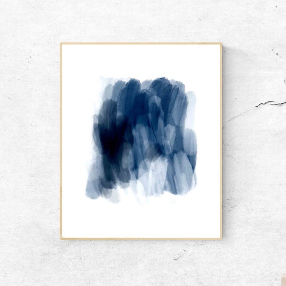 Indigo Abstract Art Blue Abstract Painting Dining Room | Etsy