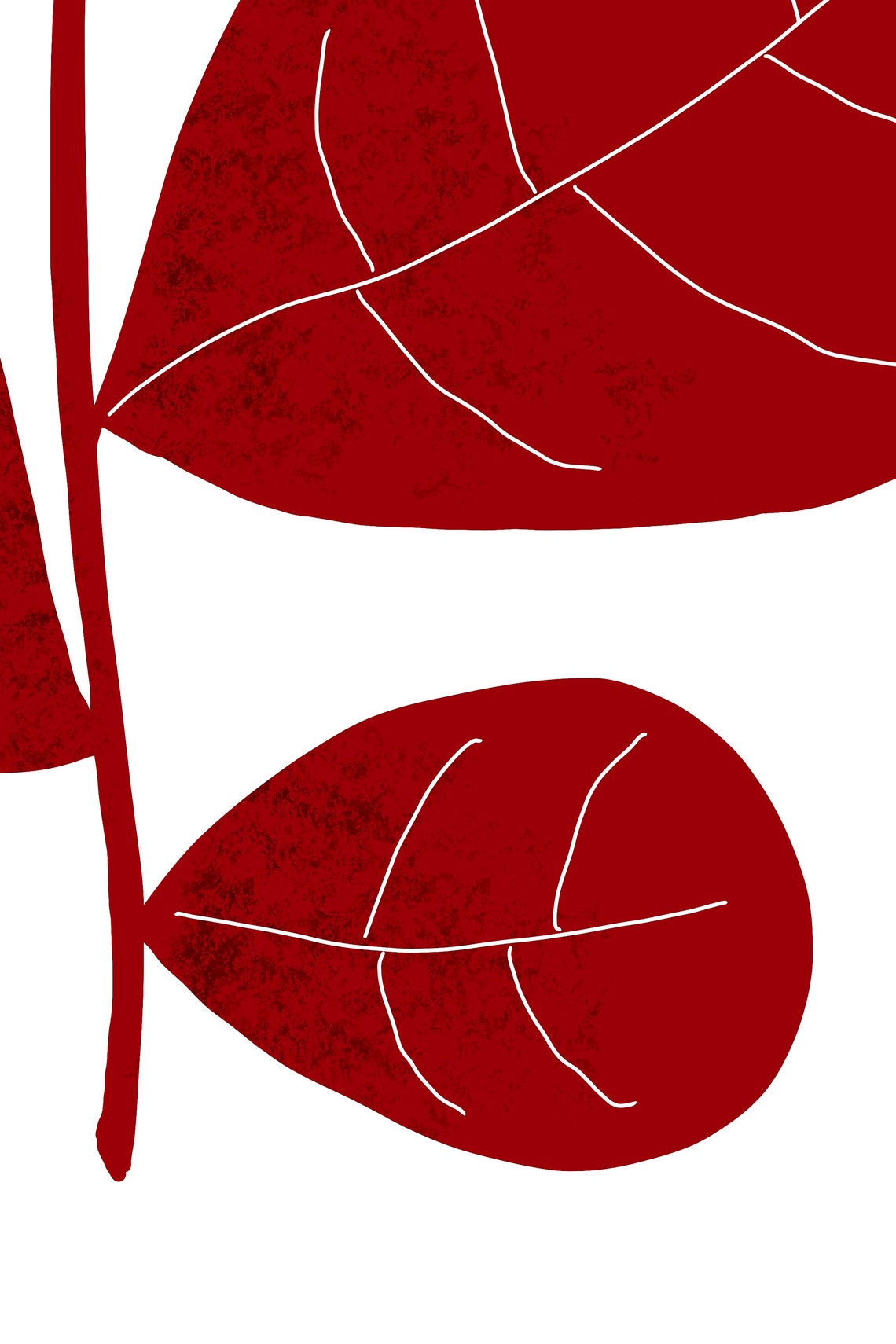 Botanical Leaf Print Red Leaf Printable Wall Art Modern Leaf - Etsy