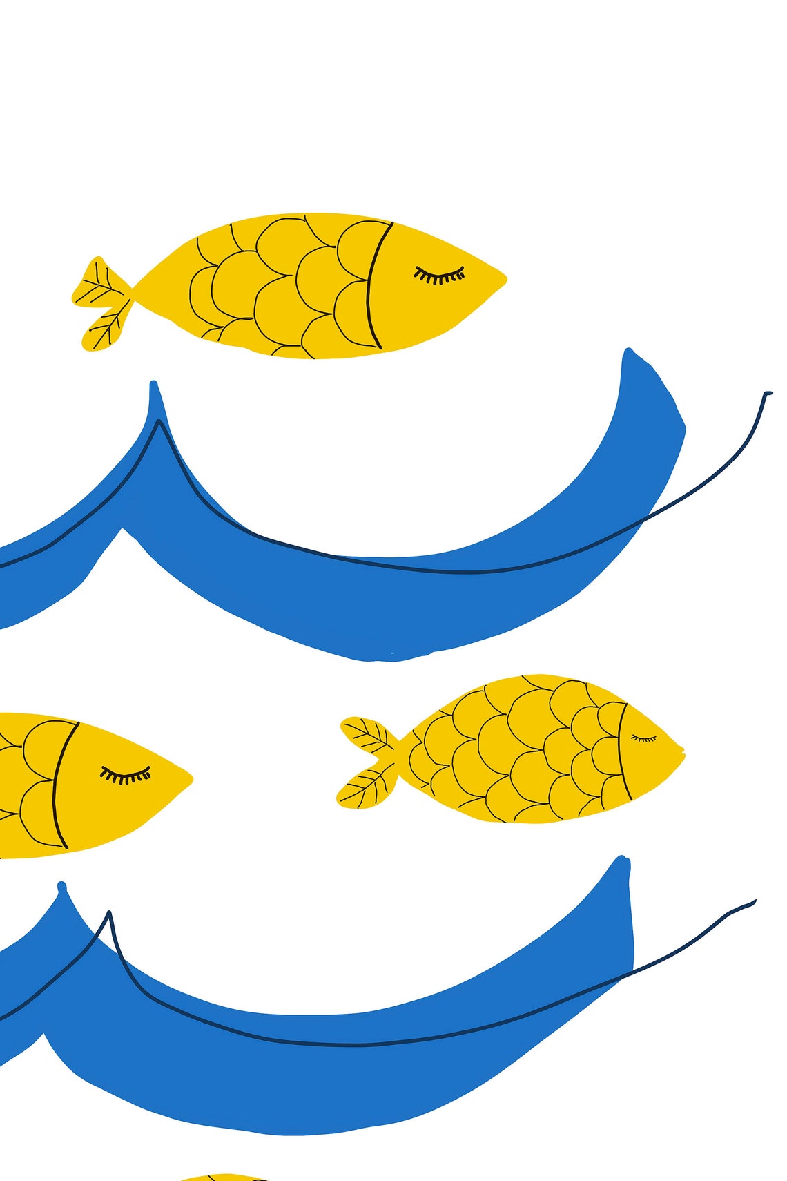 Kids Printable Art Ocean Print for Kids Blue and Yellow - Etsy