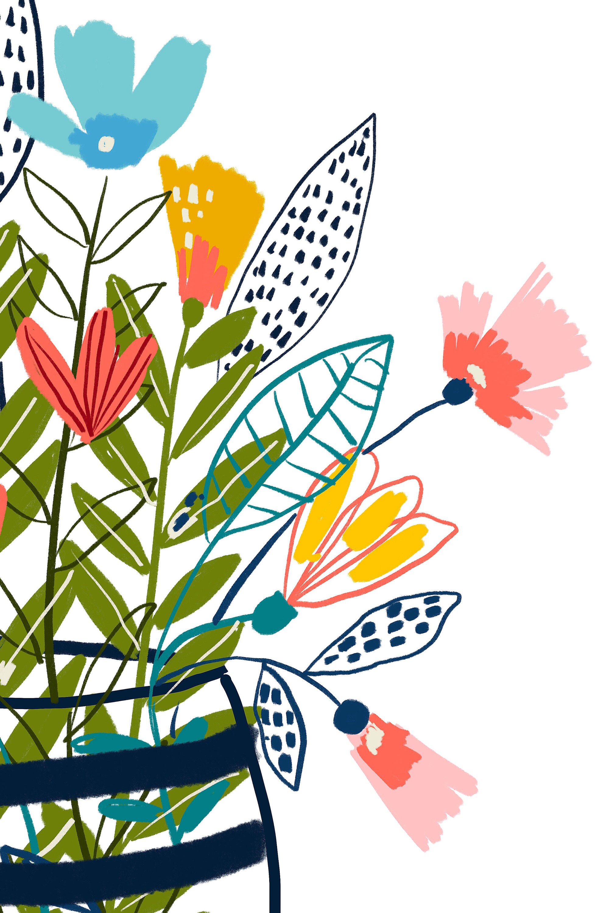 Colorful Floral Wall Art Print, Printable Flowers Art, Wildflowers in a ...