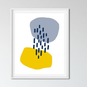 Mid Century Print Yellow, Colorful Modern Art Print, Printable Wall Art ...