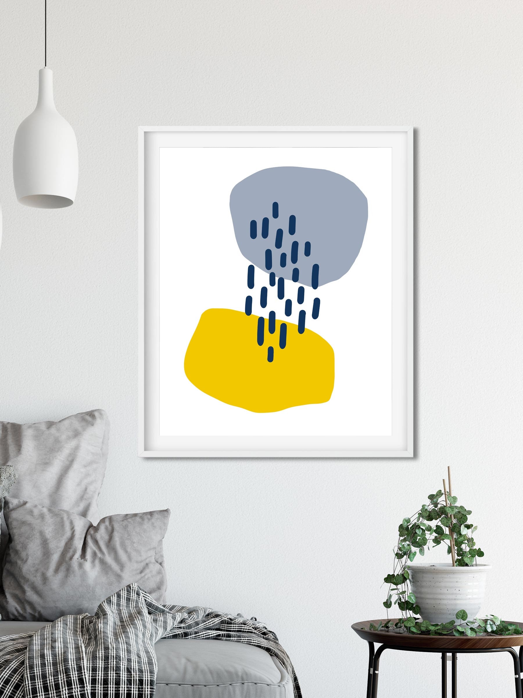 Mid Century Print Yellow Colorful Modern Art Print Printable - Etsy