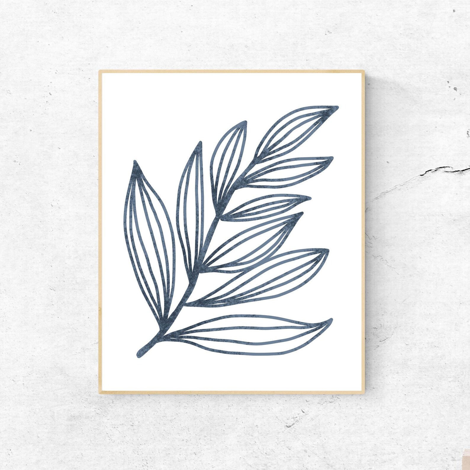 Blue Leaf Wall Art Modern Plant Print Botanical Art Print | Etsy