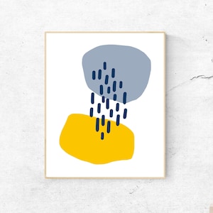 Mid Century Print Yellow, Colorful Modern Art Print, Printable Wall Art ...