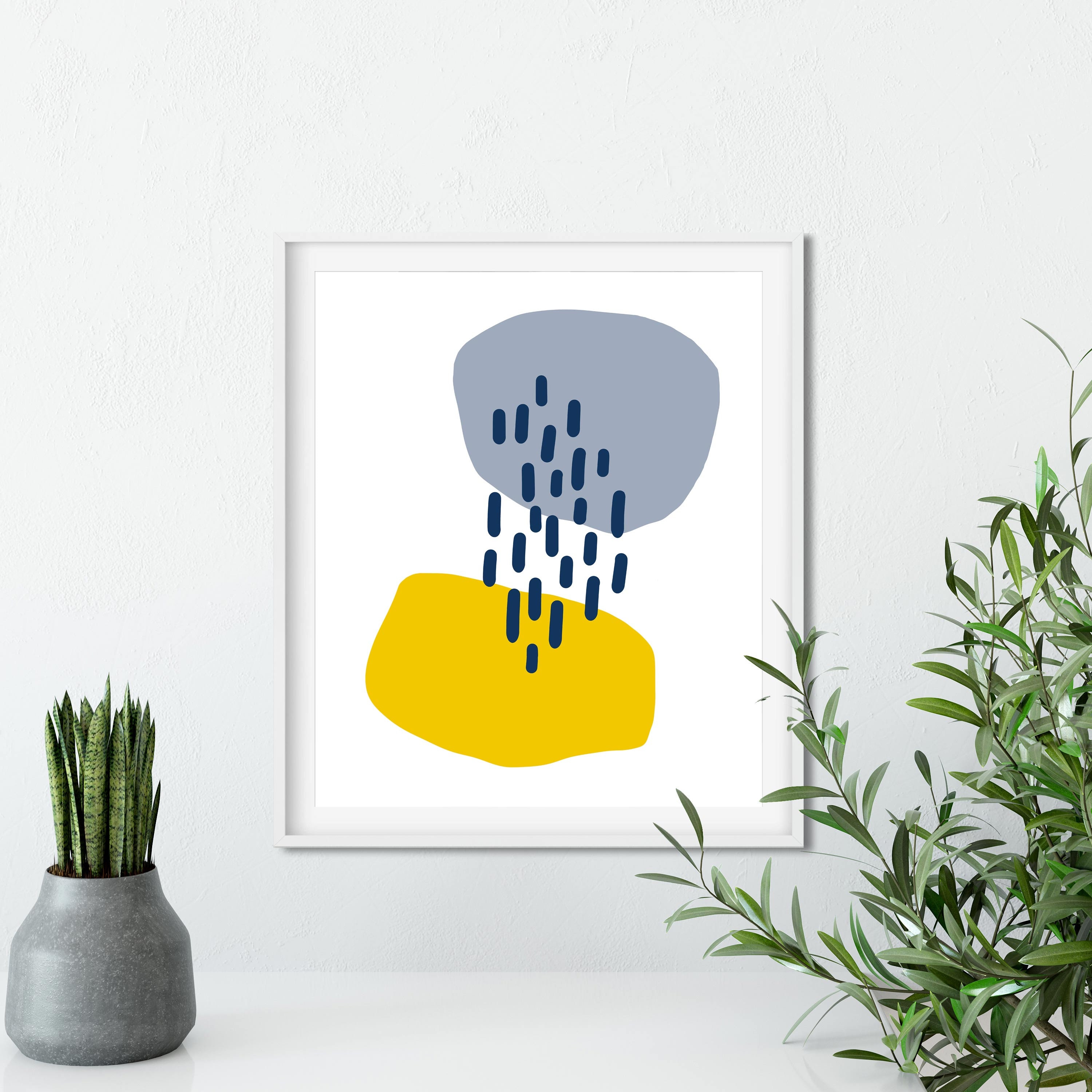 Mid Century Print Yellow Colorful Modern Art Print Printable - Etsy