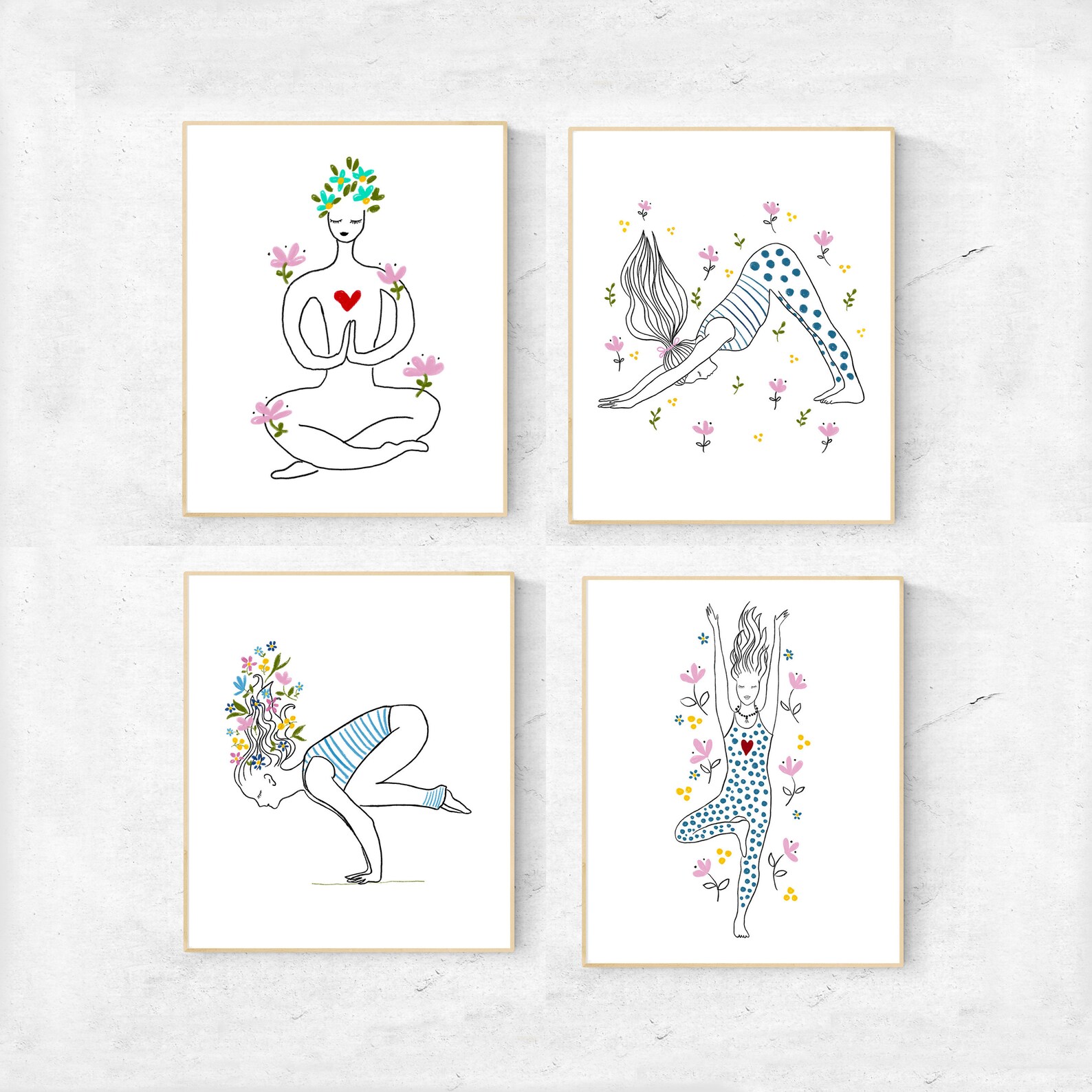 Yoga Prints Set of 4 Yoga Poster Yoga Asana Print Gift for - Etsy