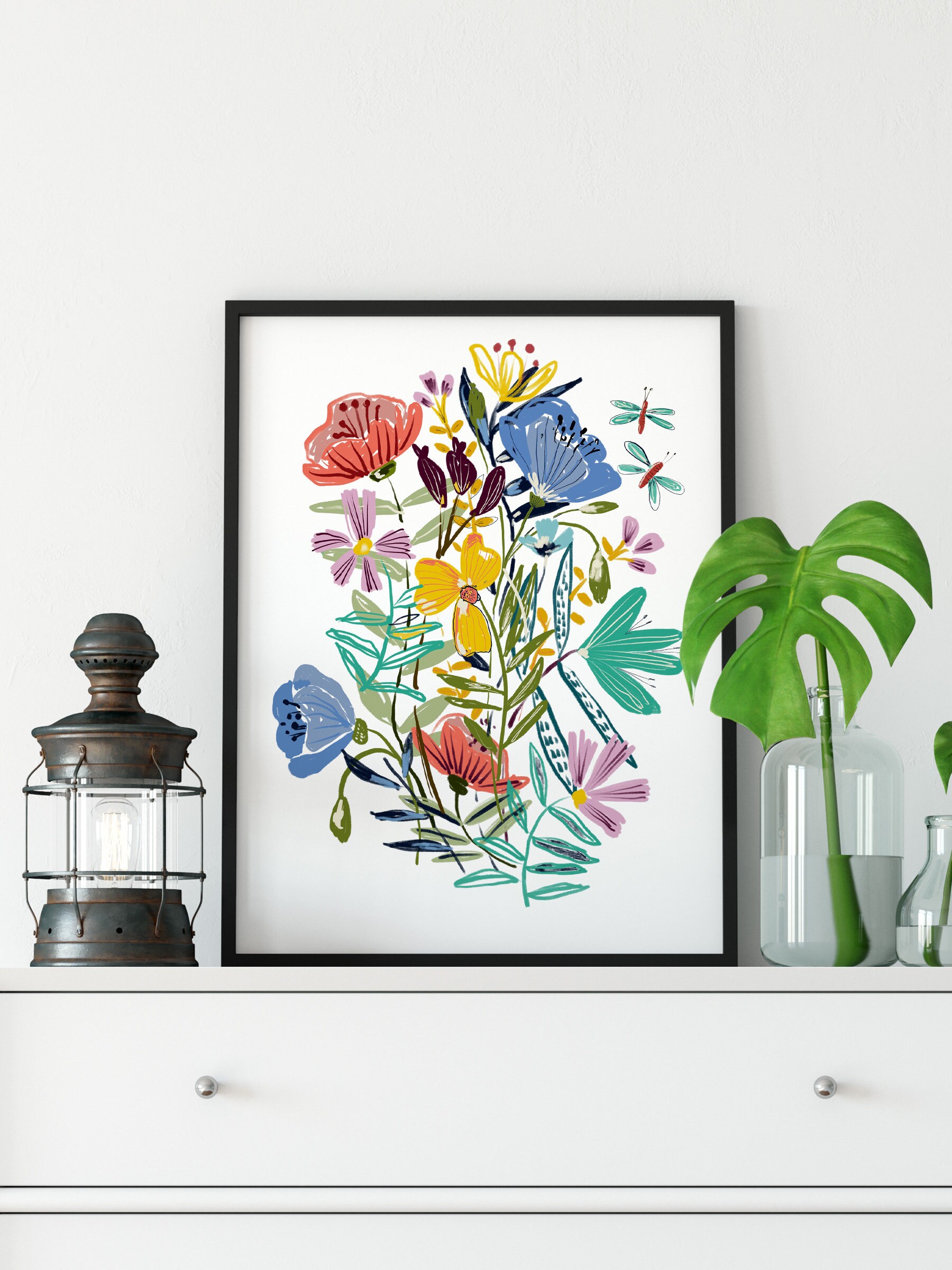 Wildflowers Wall Art Colorful Floral Painting Floral Bouquet - Etsy