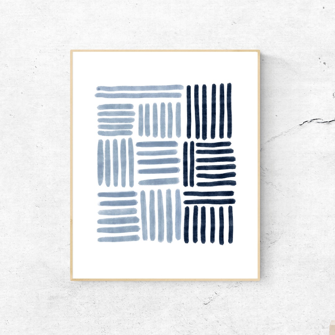 Geometric Print, Blue Wall Art, Indigo Modern Print, Abstact Poster ...