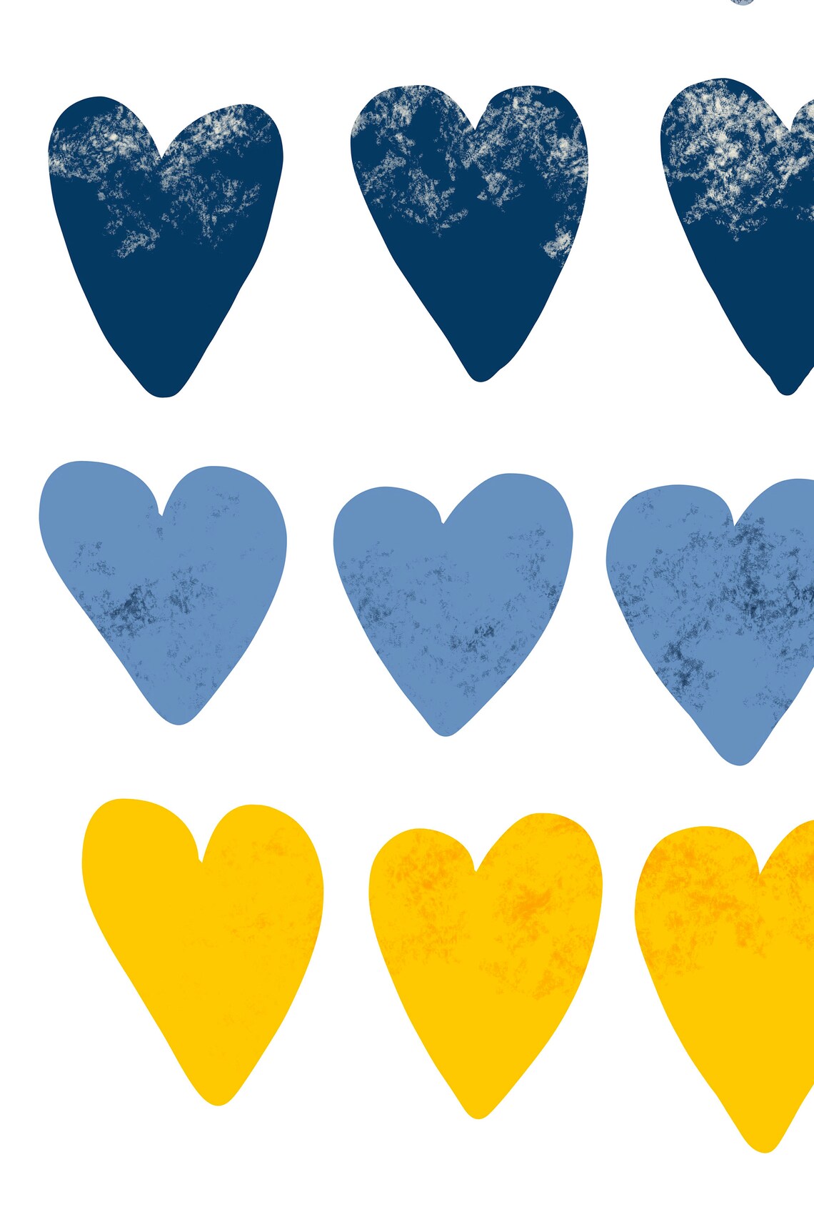 Nursery heart print Heart print in blue and yellow Heart | Etsy