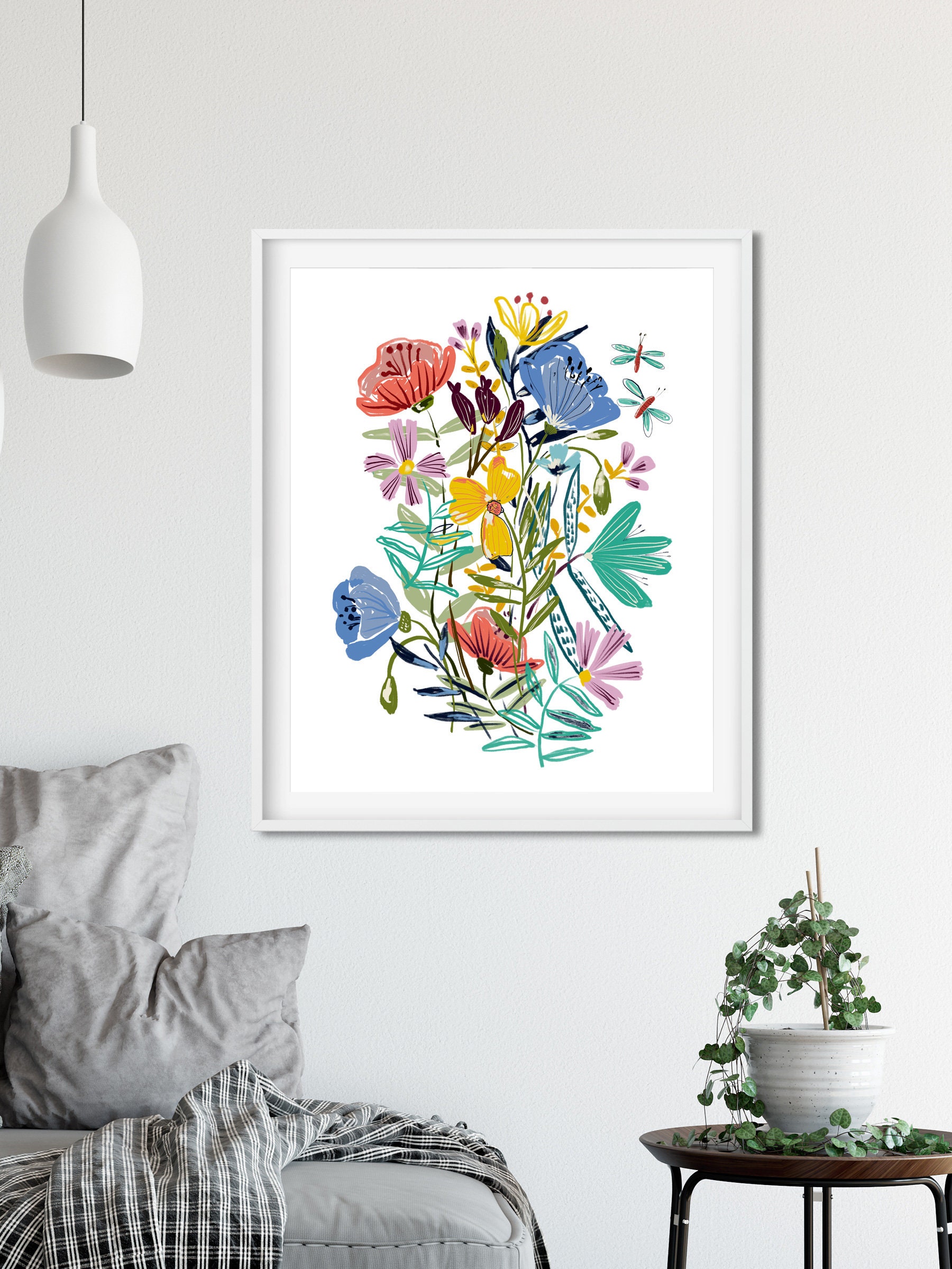 Wildflowers Wall Art Colorful Floral Painting Floral Bouquet - Etsy