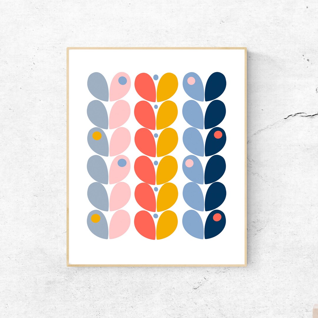 Mid Century Modern Art Print, Scandinavian Wall Art, Colorful Geometric ...