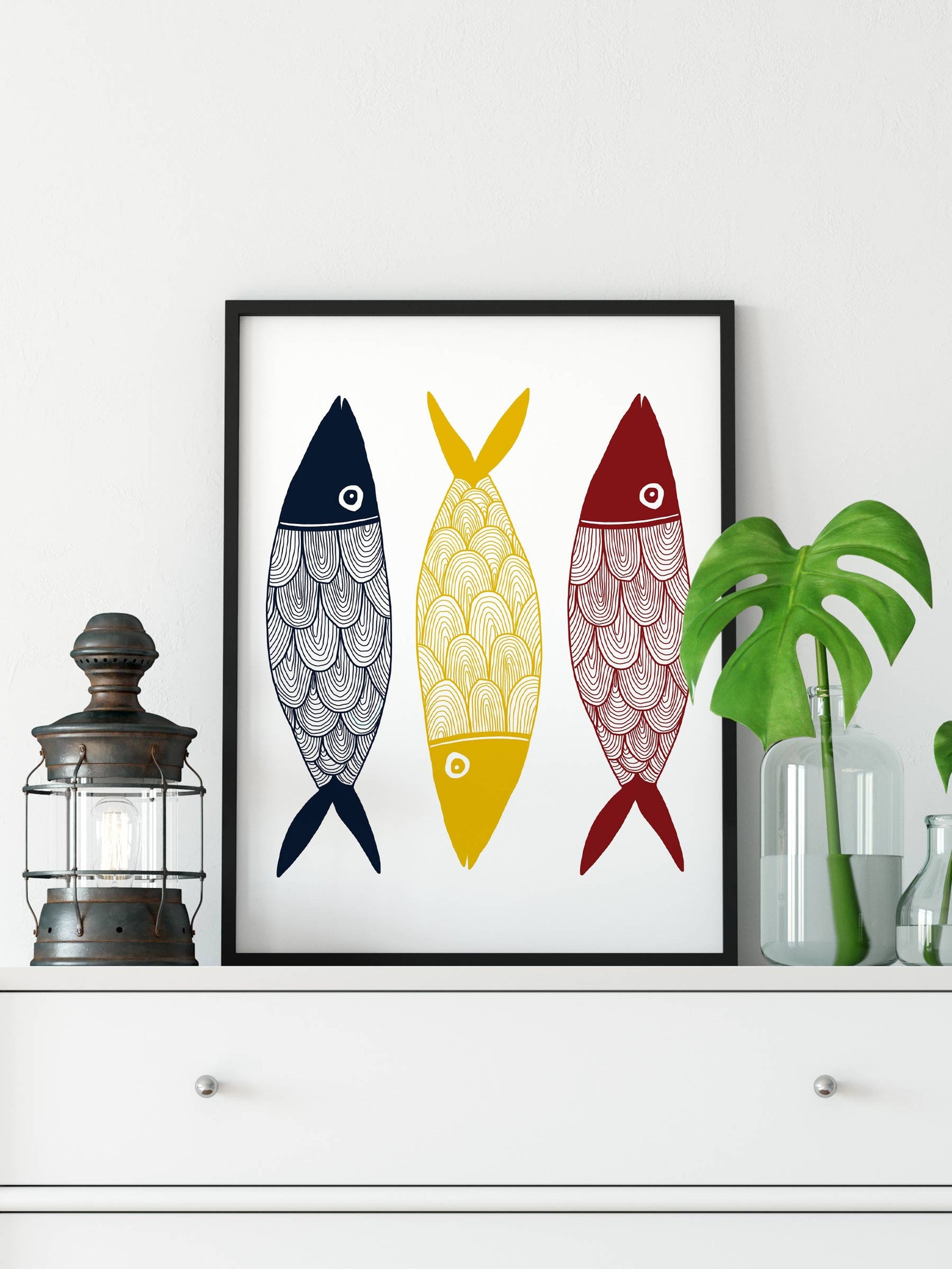 Fish Printable Fish Poster Beach House Print Bathroom Wall | Etsy