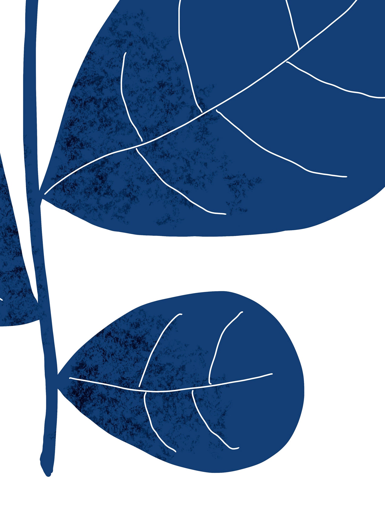 Navy Leaf Print, Minimal Botanical Prints, Navy Scandinavian Print ...