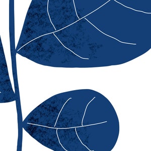 Navy Leaf Print, Minimal Botanical Prints, Navy Scandinavian Print ...