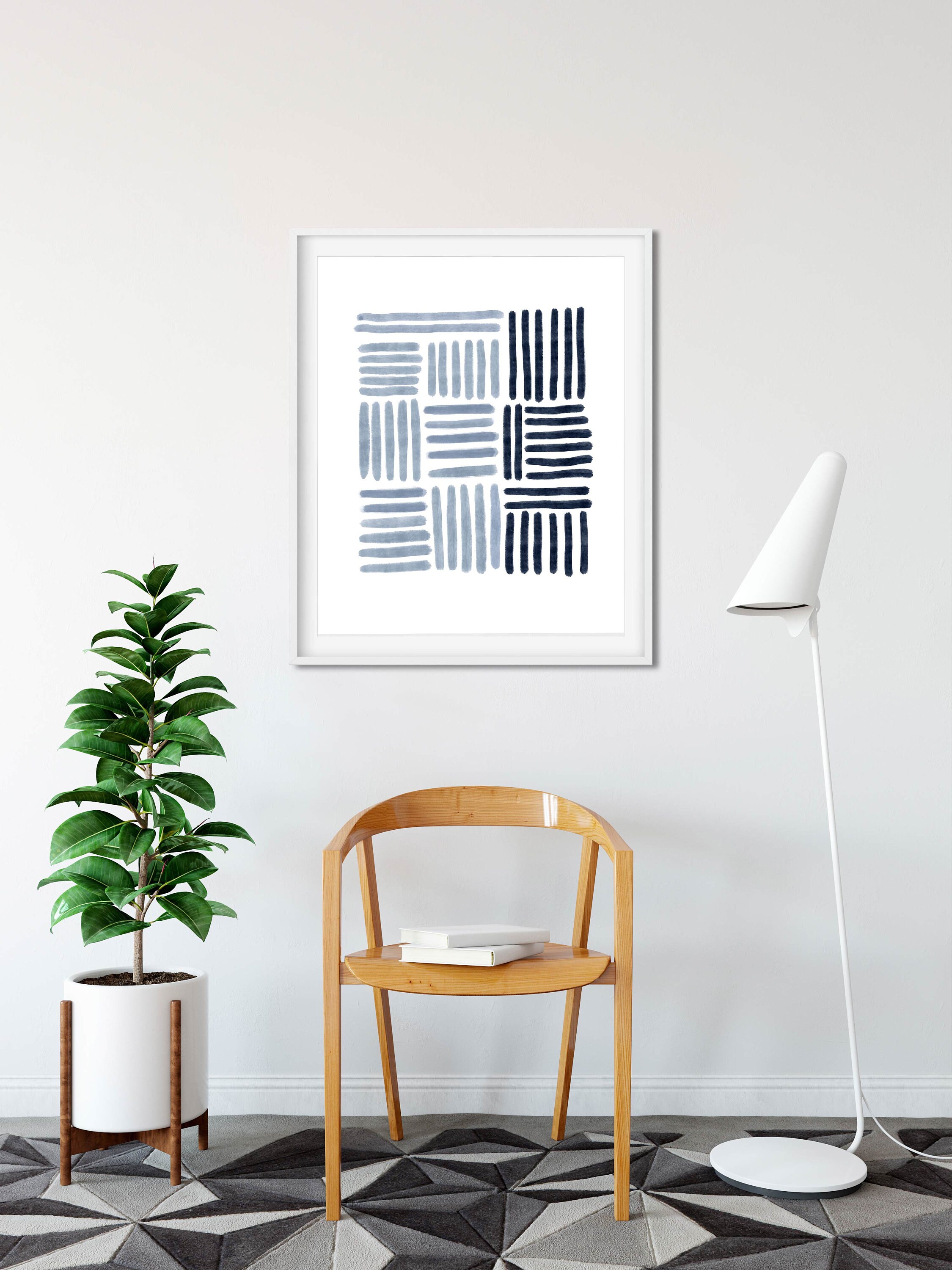 Geometric Print Blue Wall Art Indigo Modern Print Abstact - Etsy