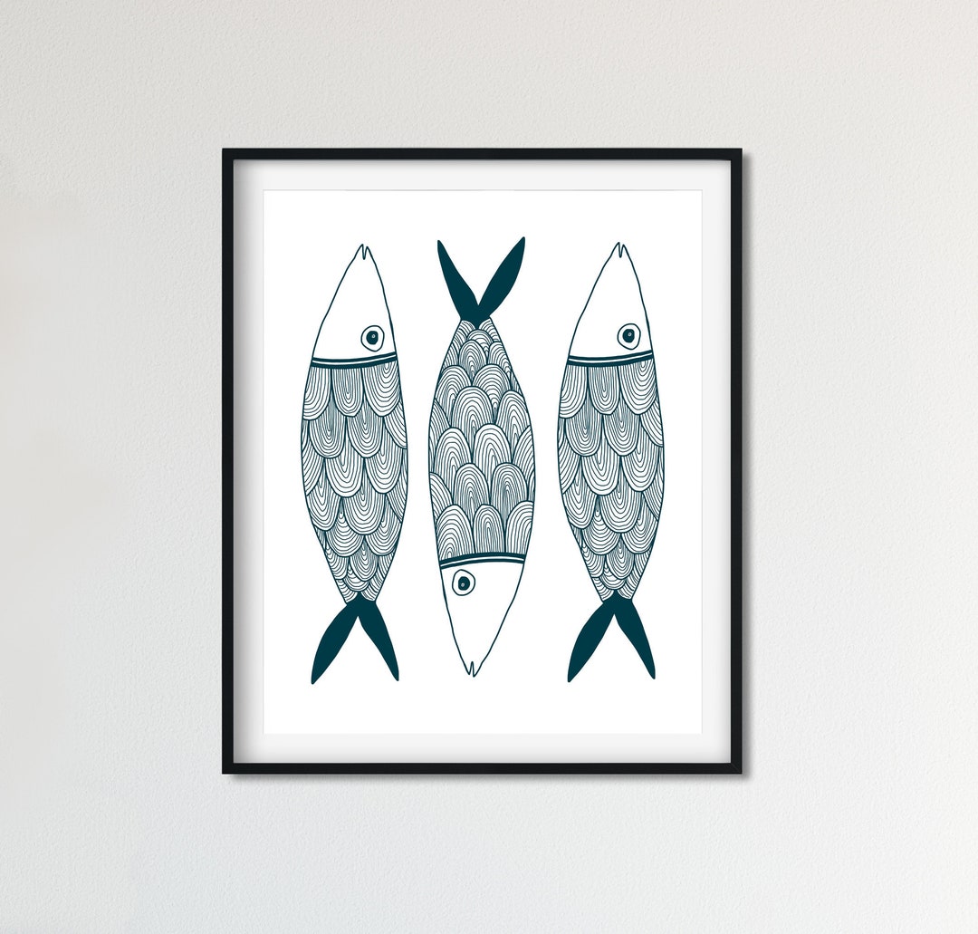 Nautical Printable Wall Art, Modern Fish Print, Beach House Print ...